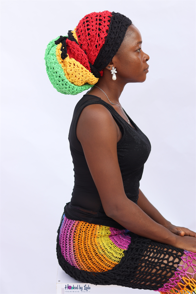 'Gèlè' Crochet Durag in Rasta colors